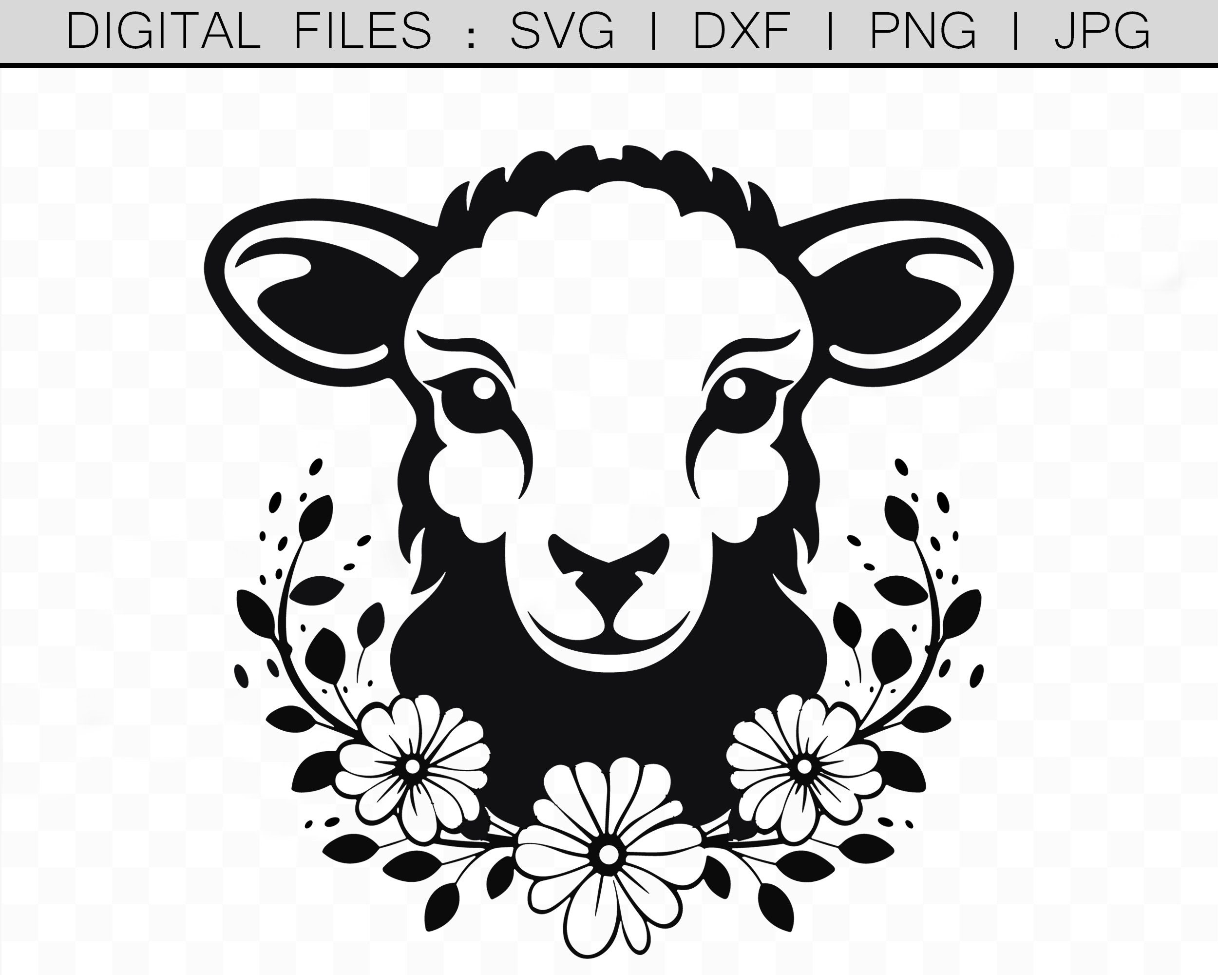 Floral Sheep Logo SVG Clipart Lamb Png Laser DXF Plasma - Etsy