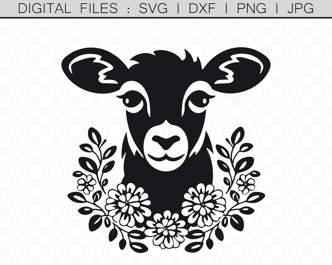 Floral Sheep SVG Clipart, Lamb Png, Laser DXF, Plasma, Wood Metal Wall ...