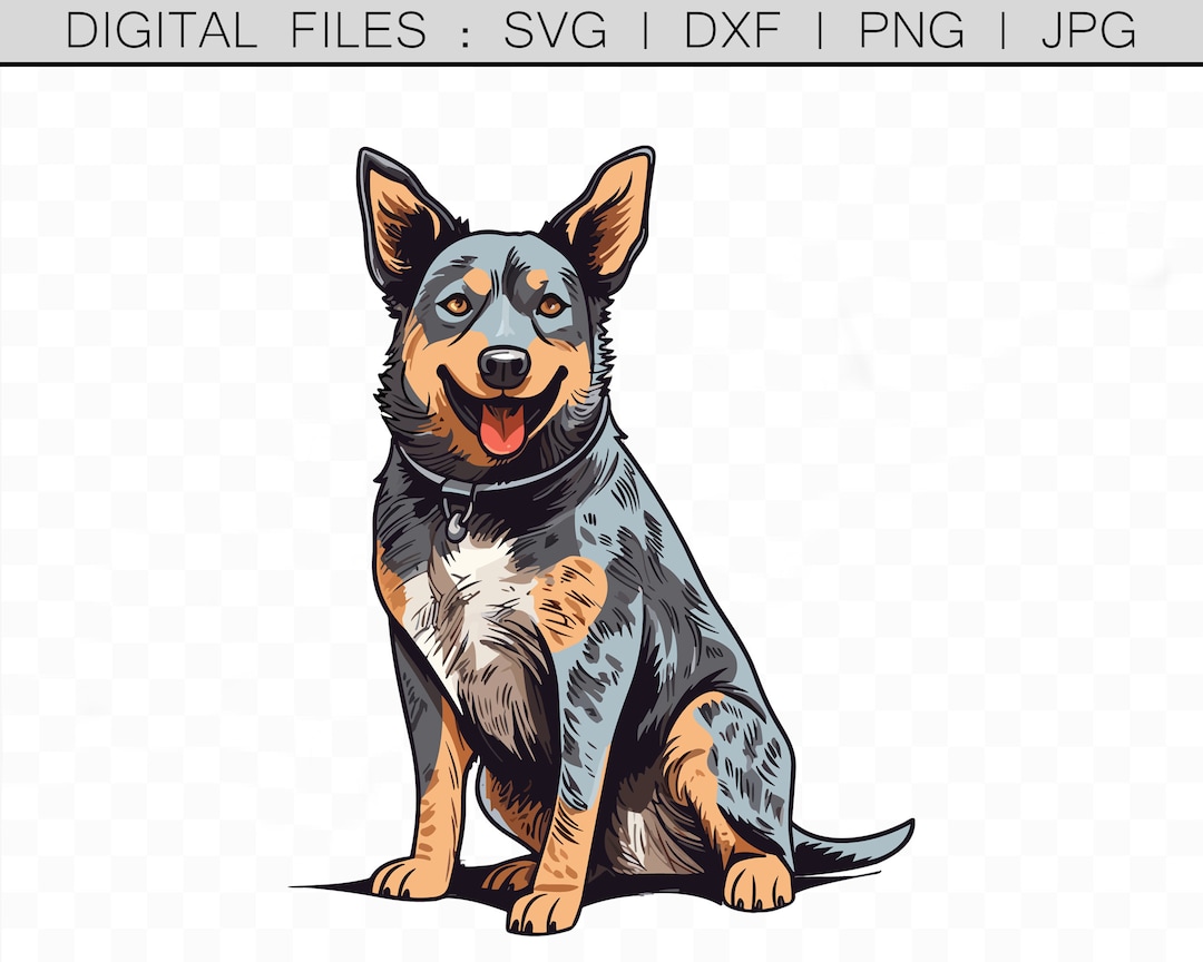 Blue Healer Dog Clipart, Svg, Png, Dxf, Sublimation Mug Design, Blue ...