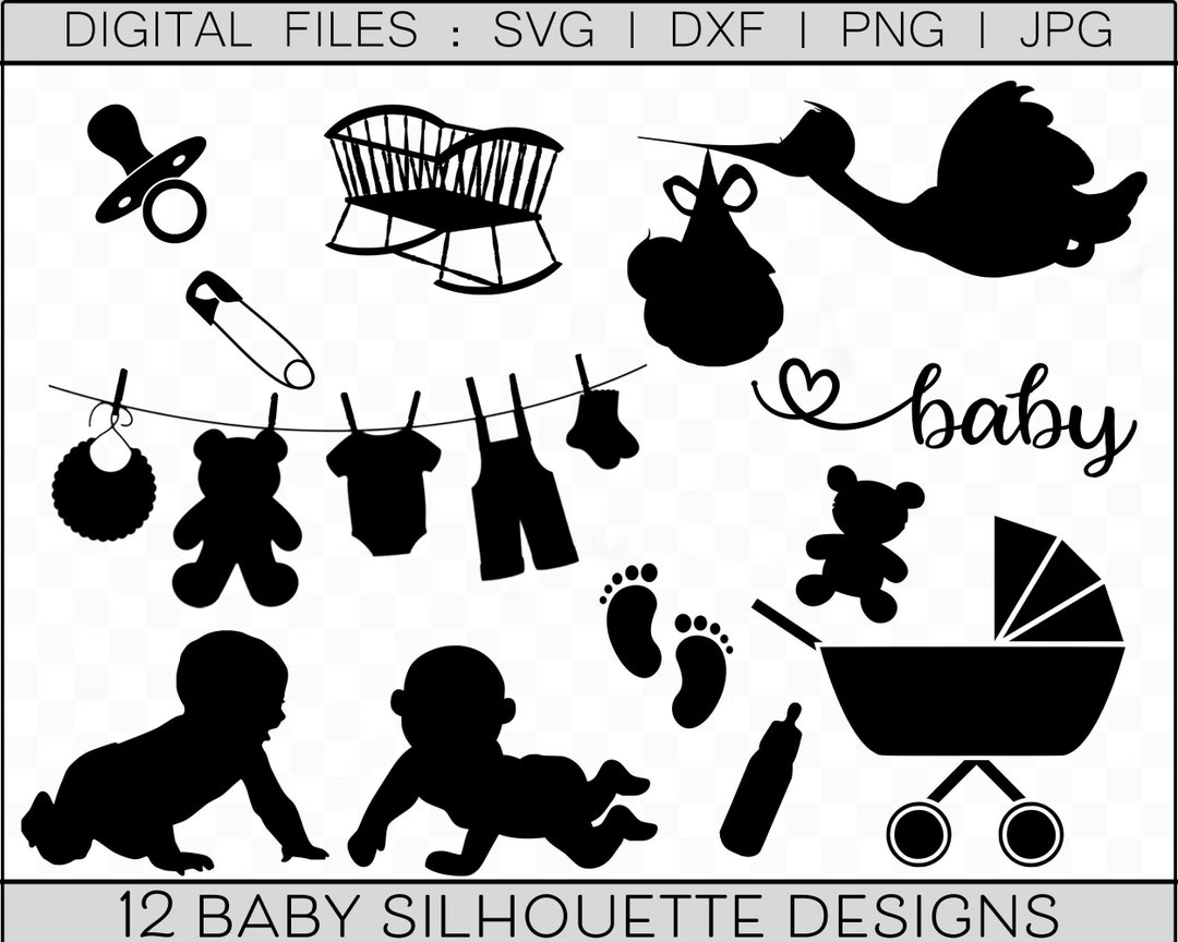 Baby Clipart Bundle, Baby Silhouette SVG, Newborn SVG Set, Baby Cut ...