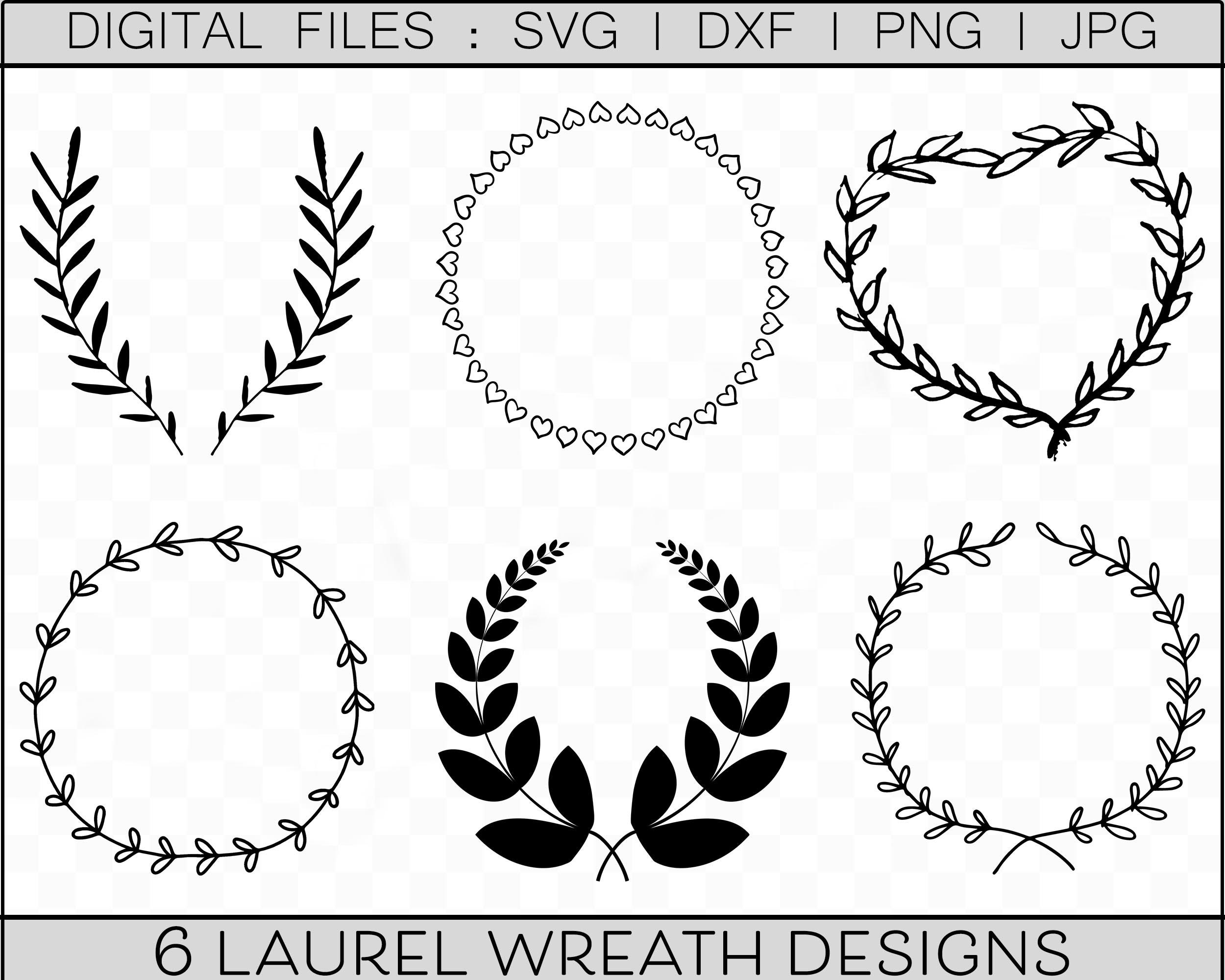 Laurel Svg Bundle Circle Border Svg monogram Svg Heart | Etsy