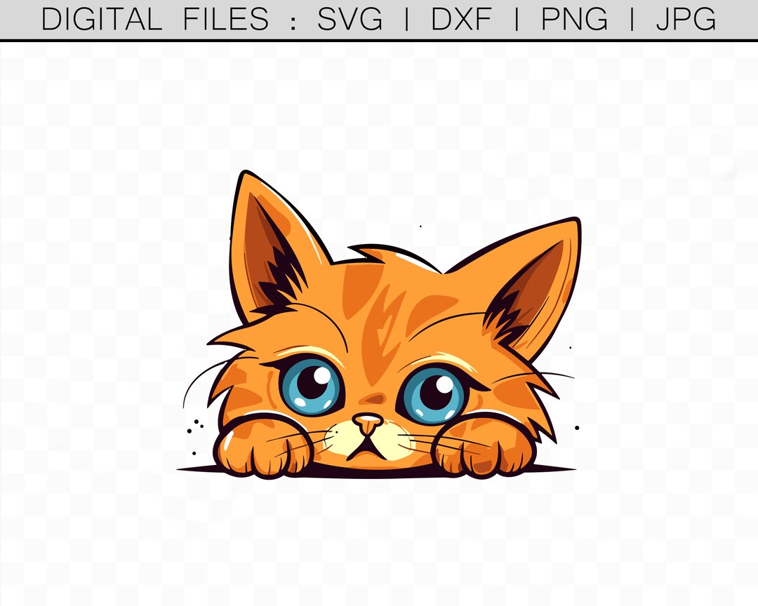 Ginger Cat SVG Cartoon Clipart, Cute Kitten Vector Illustration, Cricut ...