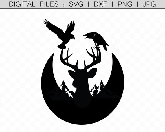 Cuernos de ciervo svg Eagle svg Crow svg Deer Silhouette | Etsy México