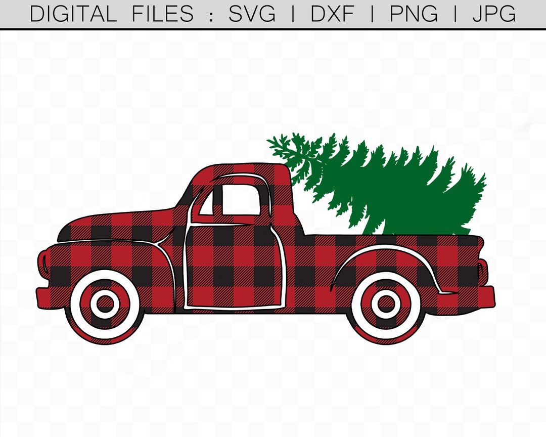Vintage Truck Svg, Christmas Tree Svg, Buffalo Plaid Christmas Truck ...