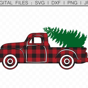 Vintage Truck Svg, Christmas Tree Svg, Buffalo Plaid Christmas Truck ...