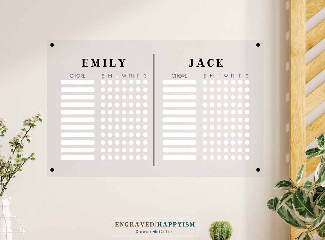 Two Kids Chore Chart, Dry Erase Chore Chart, Wall Chore Chart, Acrylic ...