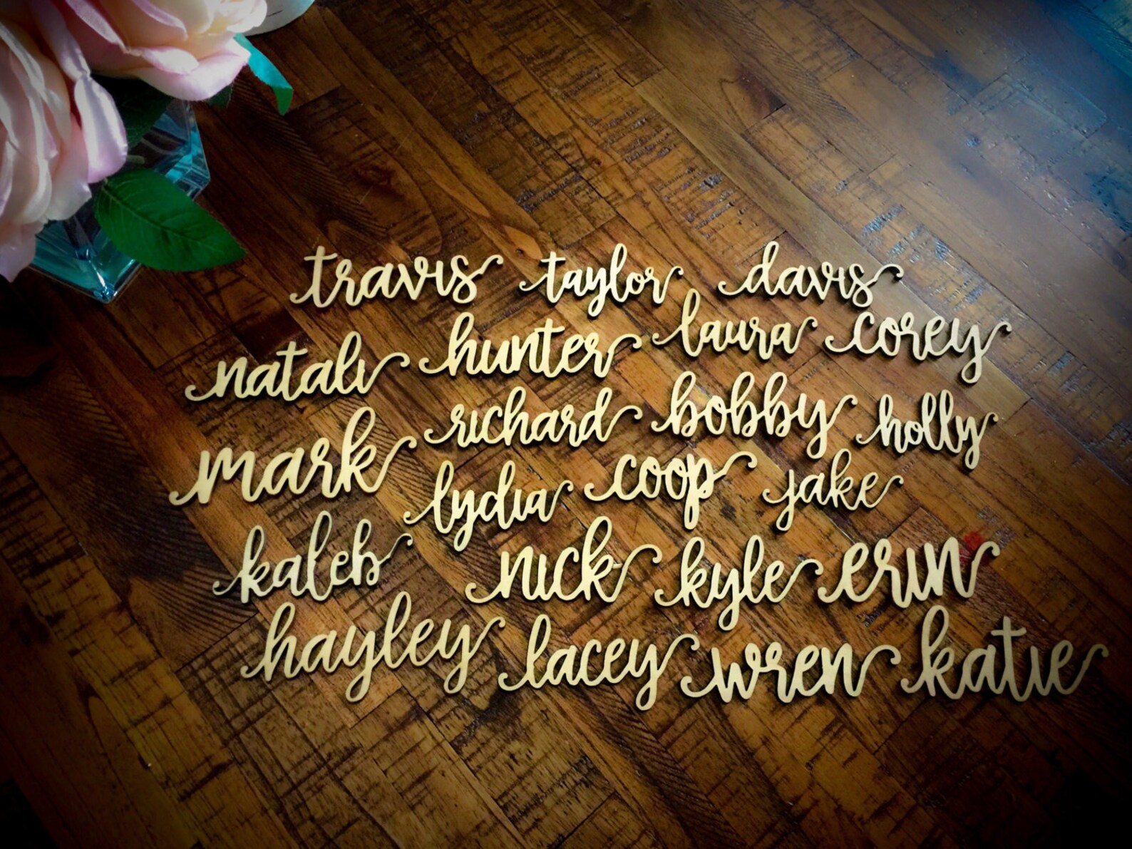 Wooden Name Place Settings, Wedding Name Place Settings, Laser Cut Name ...