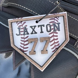 Custom Baseball Bag Tag, Home Plate Baseball Name Tag for Baseball Bag ...