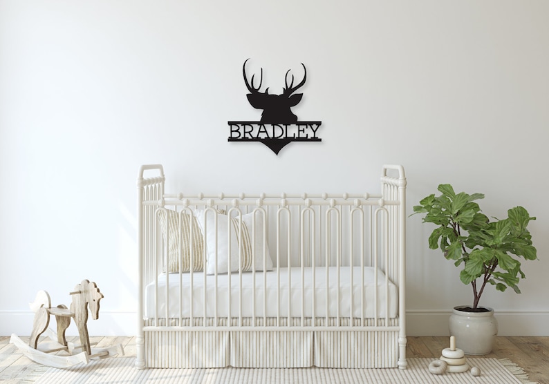 Deer Head Wooden Name Sign Nursery Name Baby Name Cut Out - Etsy