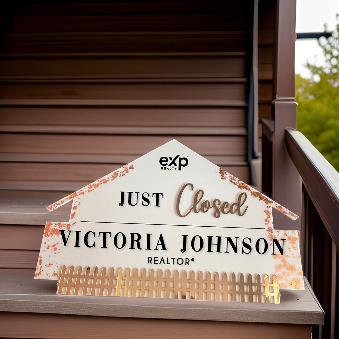 Rose Gold Closing Sign Acrylic Real Estate House Closing Sign With ...