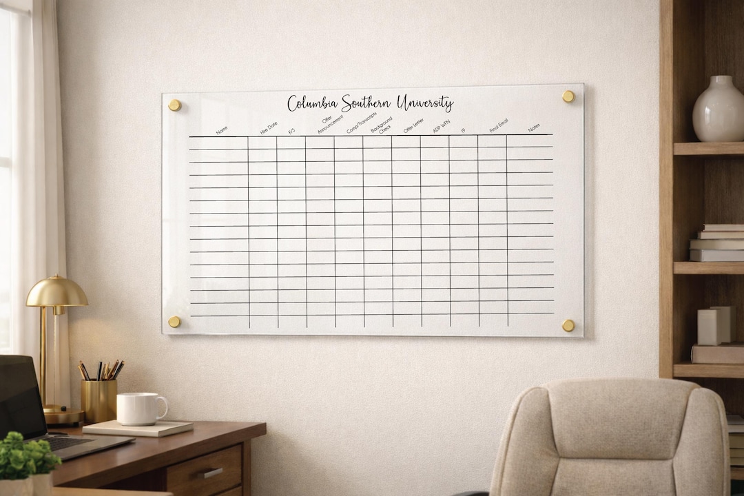 Custom HR Tracking Board | Clear Acrylic Human Resources Dashboard ...