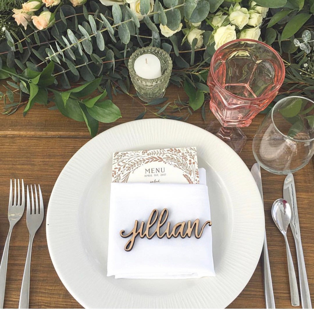 Wooden Name Place Settings, Wedding Name Place Settings, Laser Cut Name ...