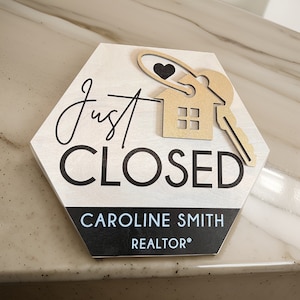 Hexagon Real Estate Closing Sign: UV Printed Birch Wood Prop - Etsy
