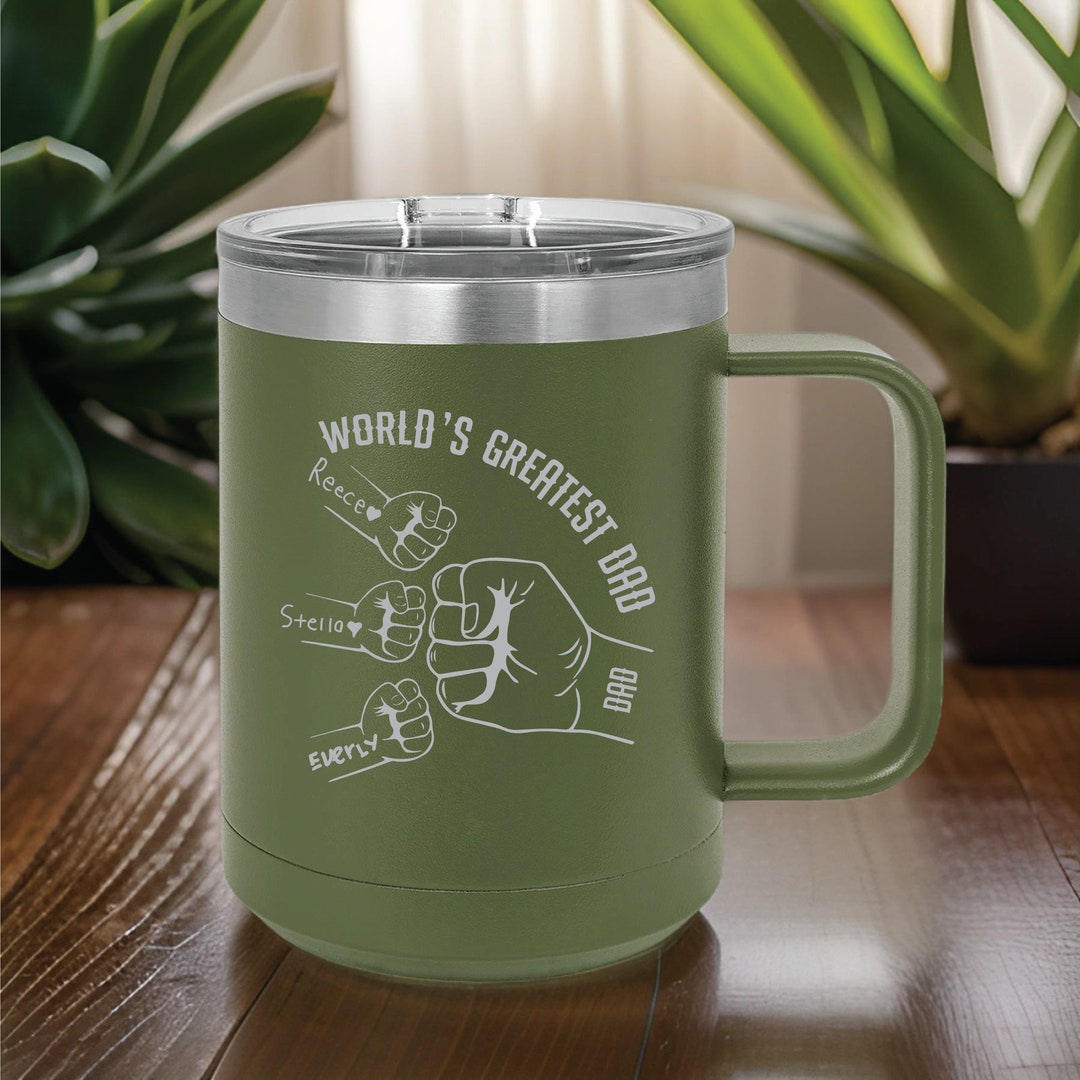 Engraved Kids Handwriting World's Greatest Dad Gift Fist Bump Mug ...