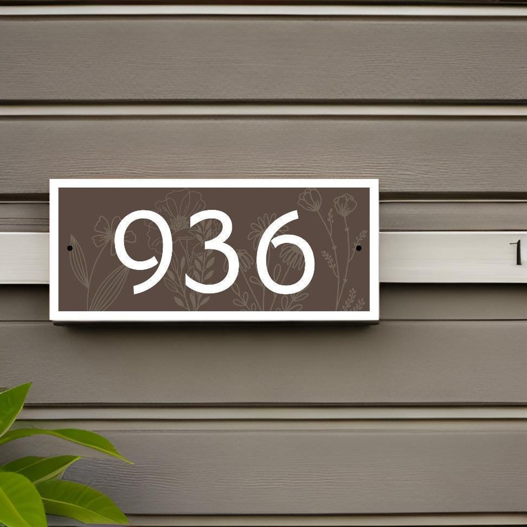 Wildflower Wood Custom Address Sign, Geometric Home Address Sign, Wood ...