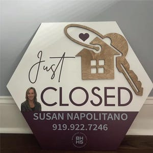 Just Closed Real Estate Sign With Photo, Real Estate Closing Sign ...