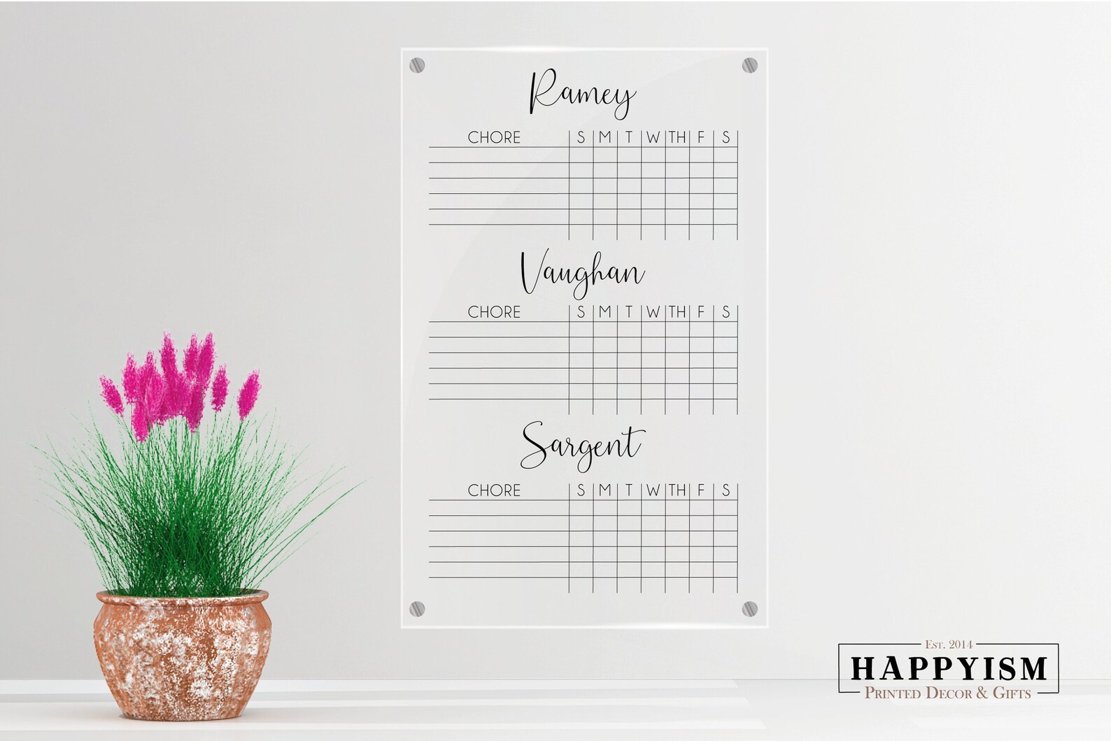 Three Kids Chore Chart 3 Kids Dry Erase Chore Chart Wall - Etsy