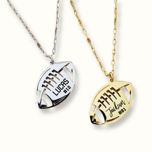Engraved Football Necklace: Personalized Stainless Steel Player Gift - Etsy