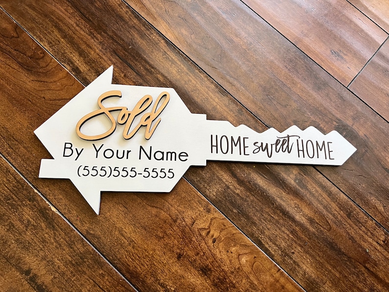 Personalized Real Estate Closing Key Sign: Birch Wood Sold Sign - Etsy