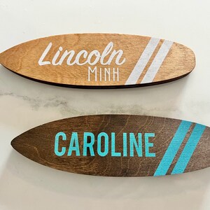 Wooden Surfboard Name Sign, Personalized Surfboard, Printed Name Sign ...