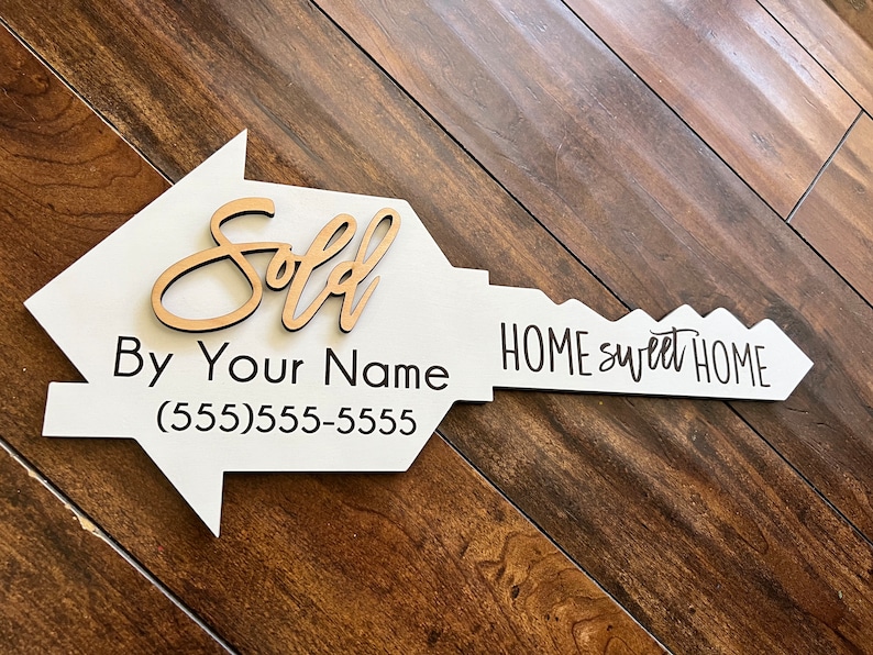 Personalized Real Estate Closing Key Sign: Birch Wood Sold Sign - Etsy
