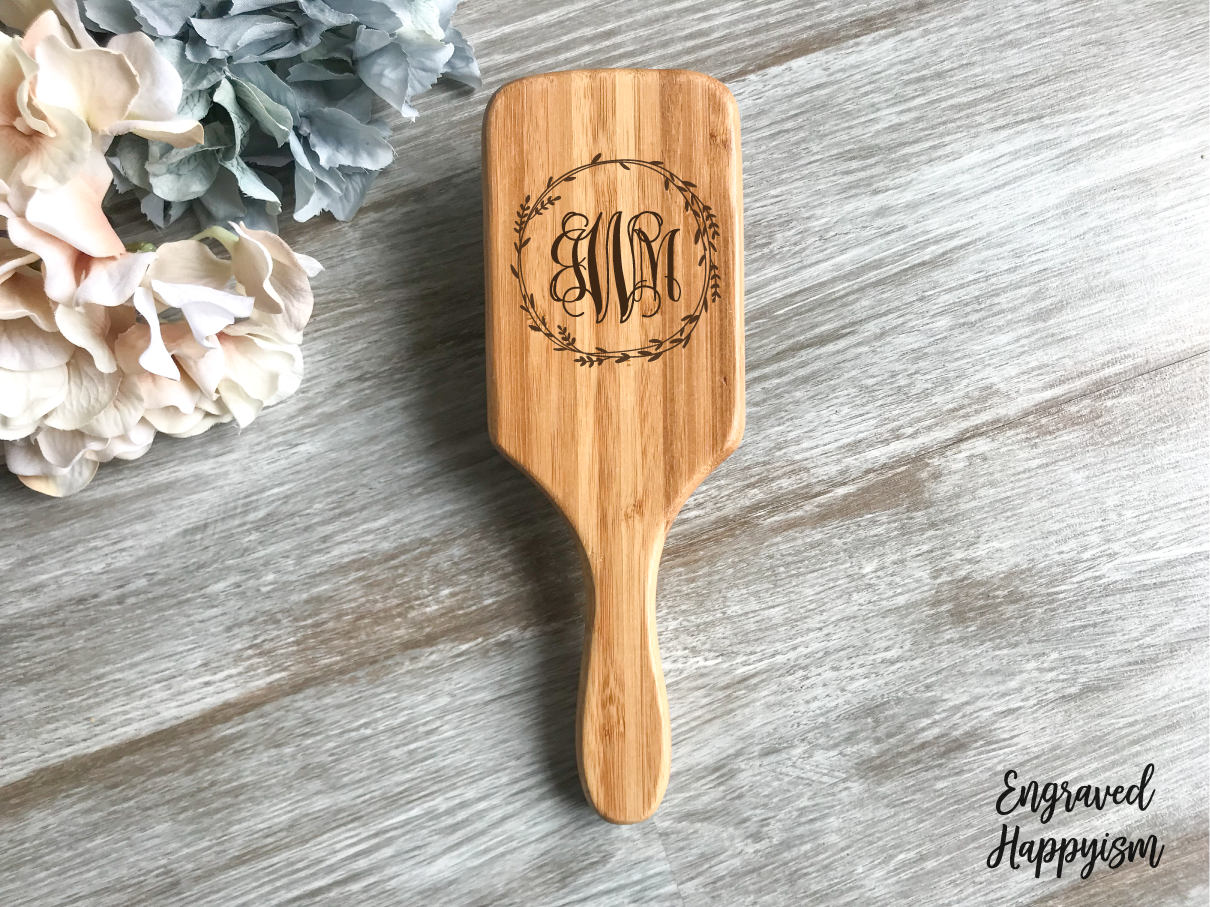 Engraved Hair Brush, Engraved Brush, Engraved Bamboo Brush, Paddle ...