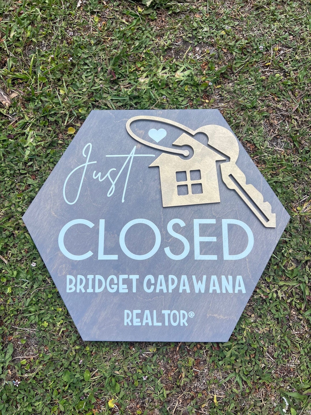 Just Closed Real Estate Sign, Real Estate Closing Sign, Hexagon Real ...