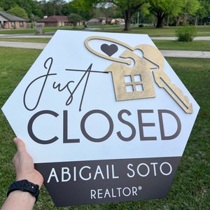 Hexagon Real Estate Closing Sign: UV Printed Birch Wood Prop - Etsy