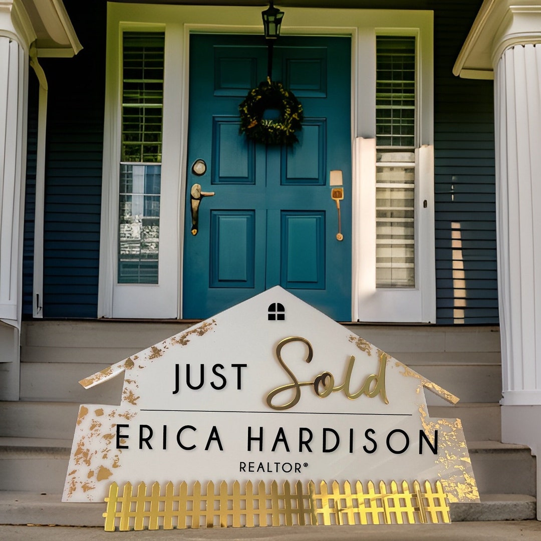 Acrylic Real Estate House Closing Sign With Fence, Just Closed Real ...