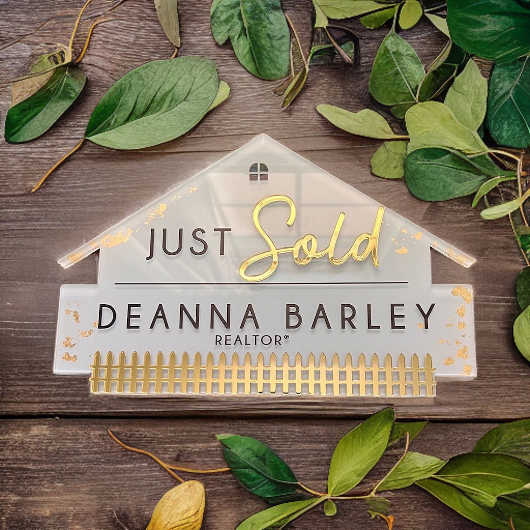 Acrylic Real Estate House Closing Sign With Fence, Just Closed Real Estate Sign, Real Estate ...