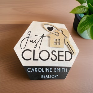 Hexagon Real Estate Closing Sign: UV Printed Birch Wood Prop - Etsy