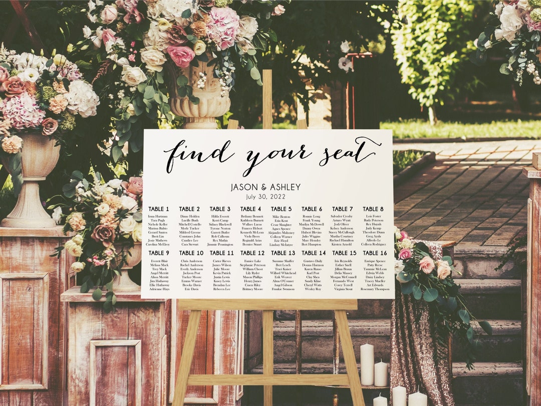 Acrylic Seating Chart, Pretty Wedding Seating Chart, Printed Seating ...