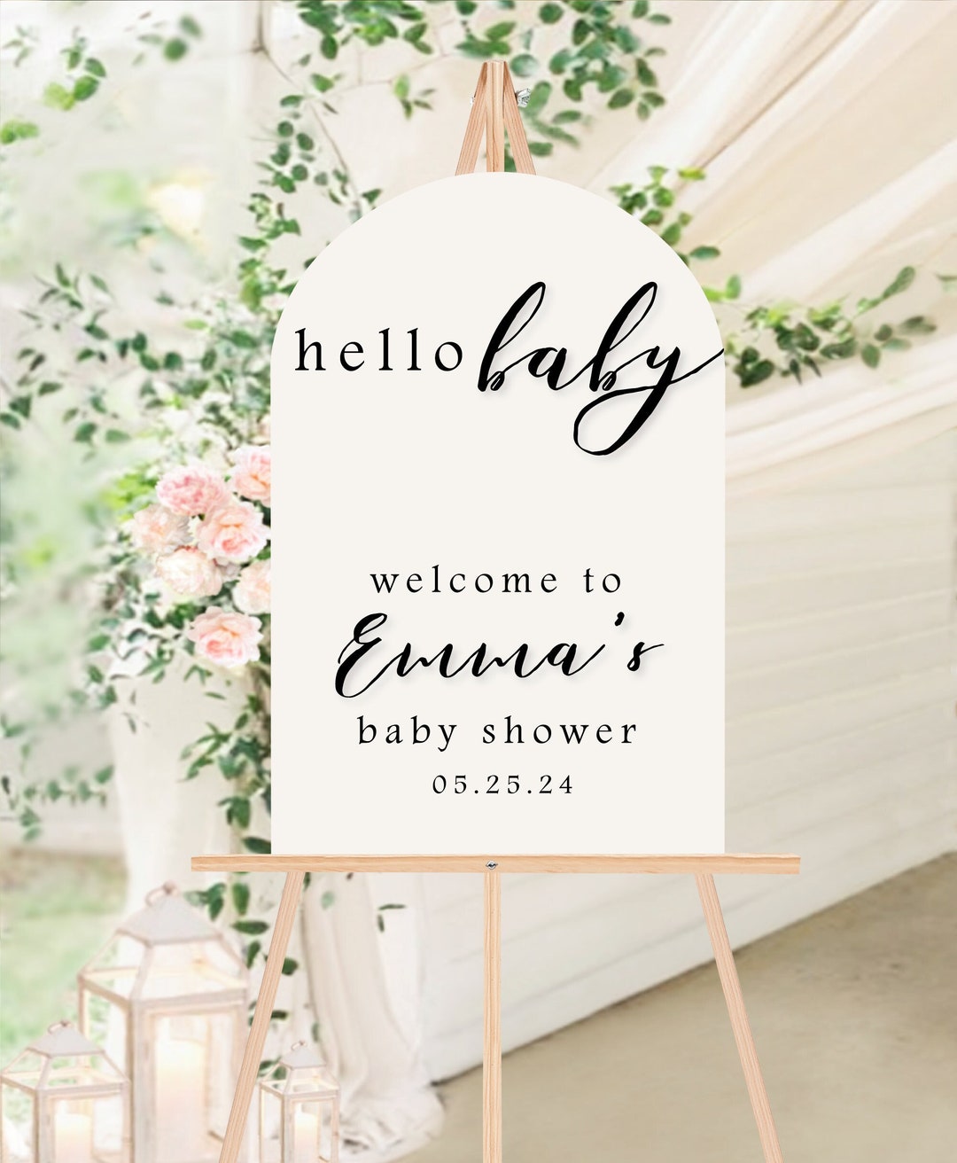 Hello Baby Welcome Arch Sign, Modern Baby Shower Welcome Sign, Baby ...