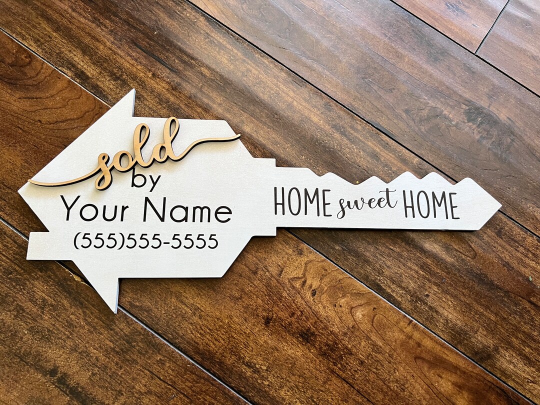 Real Estate Closing Key Sign, Personalized Closing Key Sign, Sold Wood ...