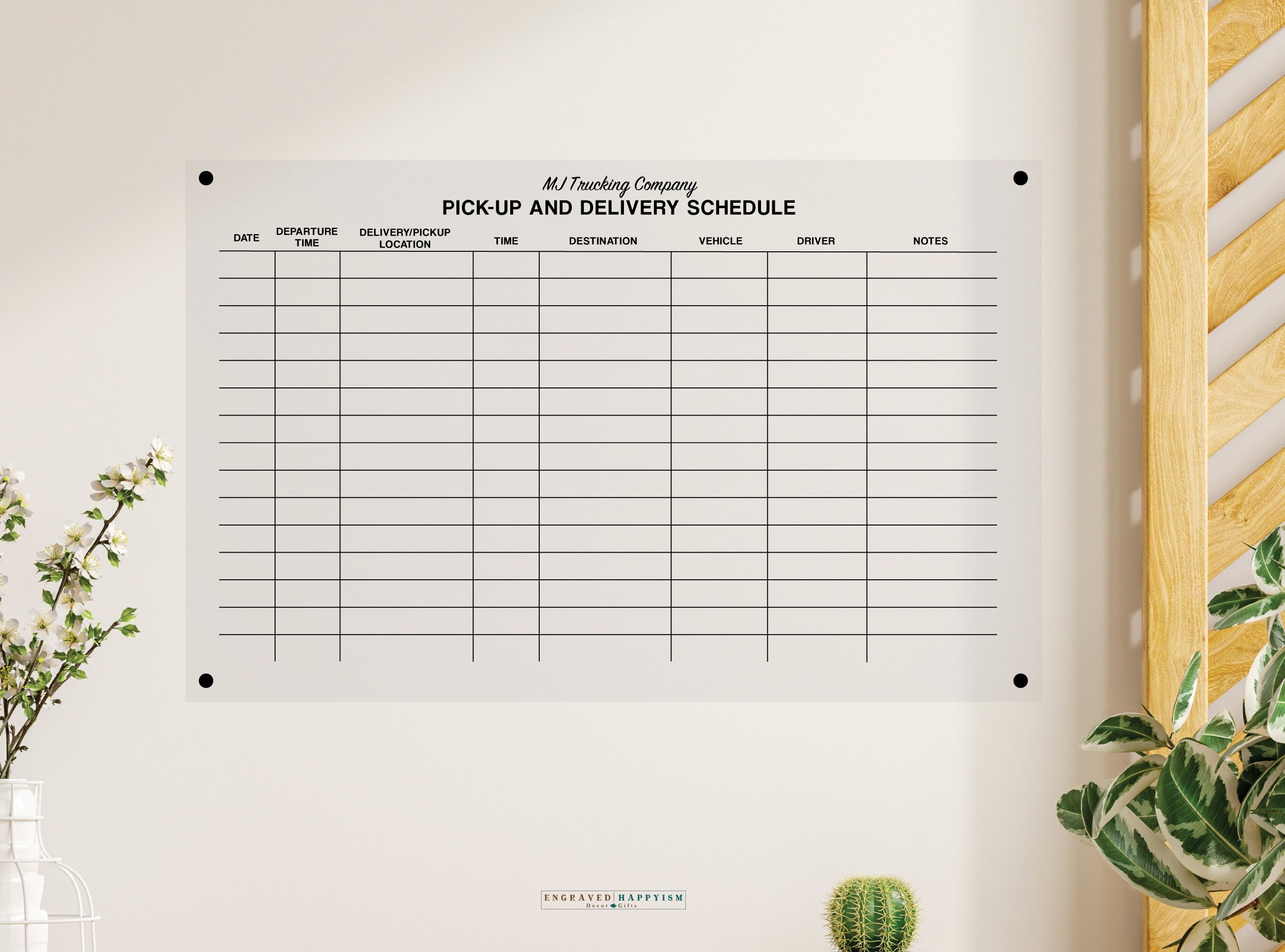 Delivery Schedule Board Delivery Organizer Clear Acrylic - Etsy