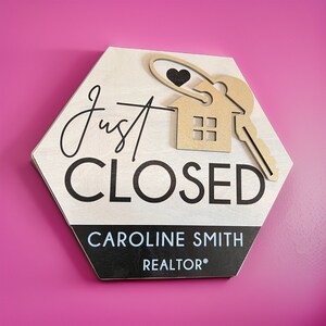 Hexagon Real Estate Closing Sign: UV Printed Birch Wood Prop - Etsy