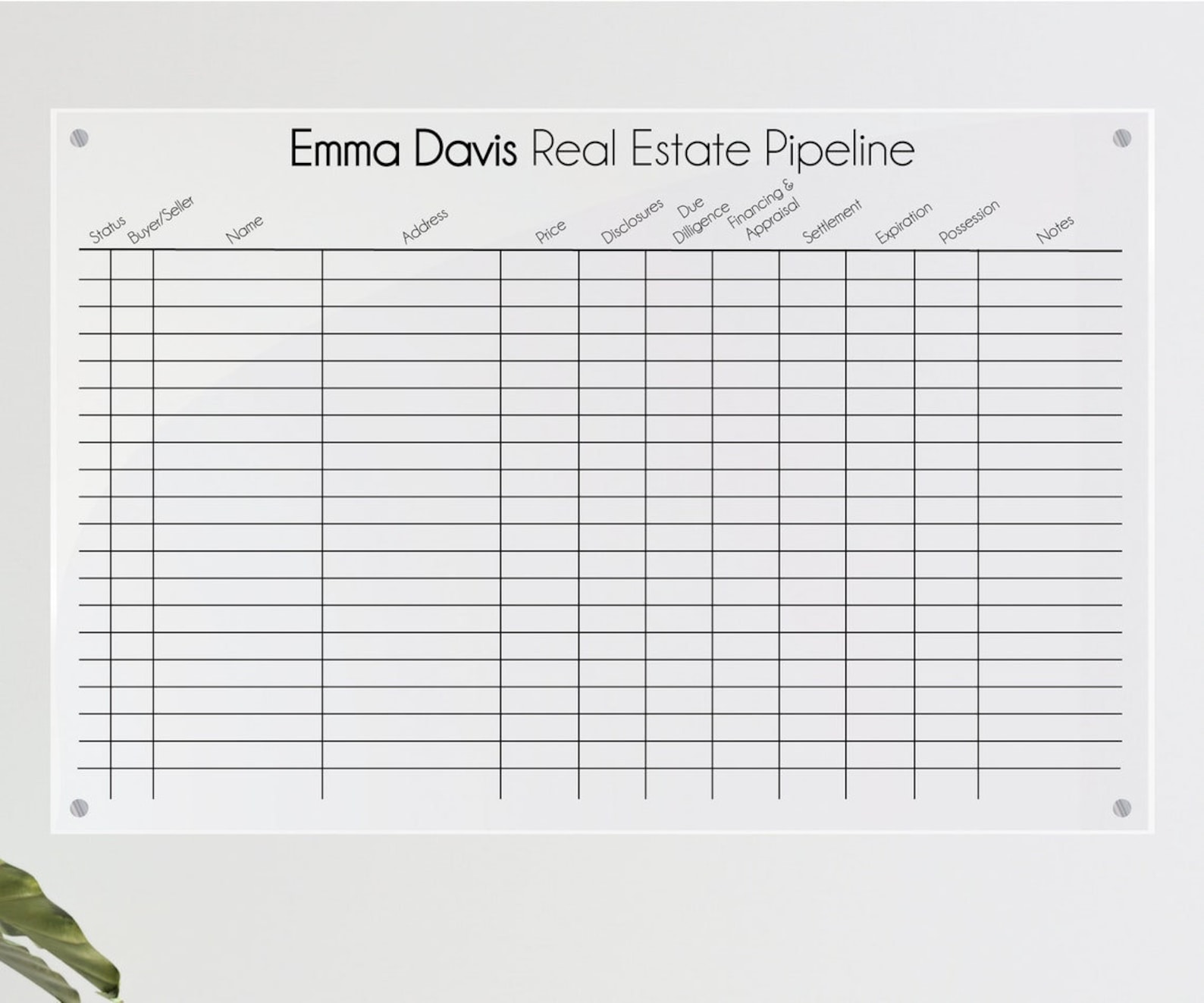 Custom Acrylic Real Estate Pipeline Board: Realtor Organizer - Etsy