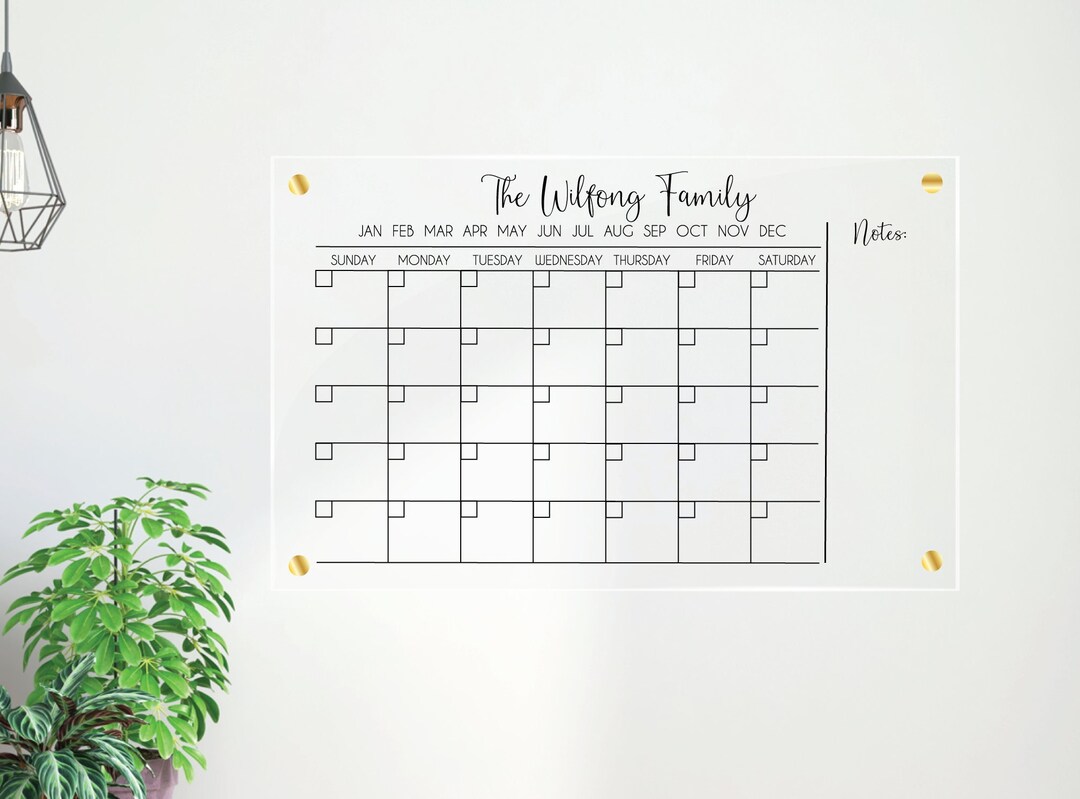 Custom Acrylic Calendar, Family Calendar, Dry Erase Board, Pretty Wall ...