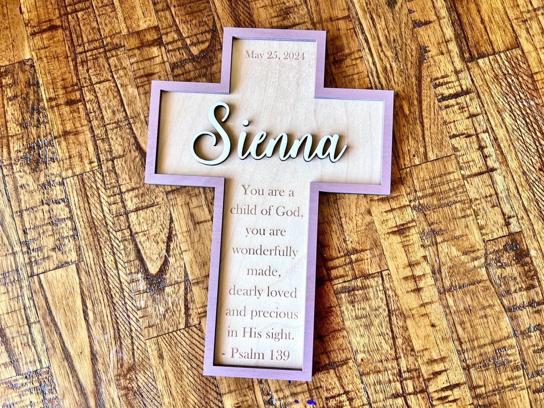 Personalized Baby Cross With Name and Bible Verse - Custom Baptism ...