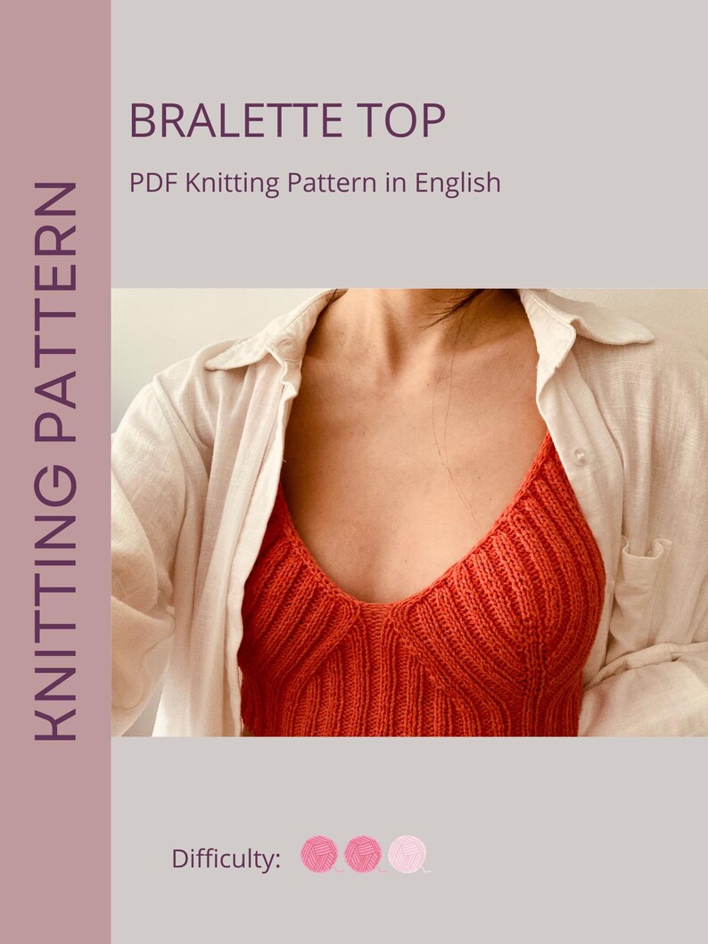 PDF Knitting Pattern Bralette Top, Knitted Crop Top, Easy-to-follow Knitting Pattern, Stylish ...