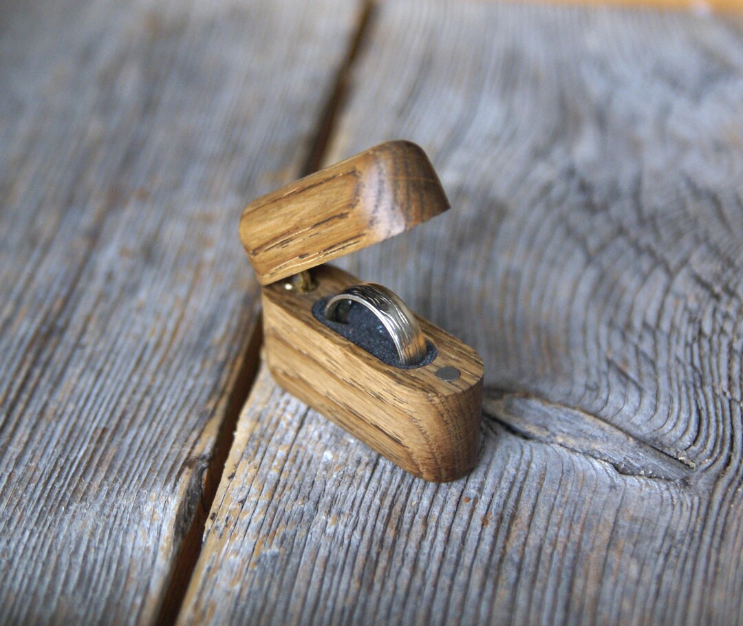 Oak Wood Small Ring Box, Wedding Ring Box, Proposal Ring Box, Slim Ring ...