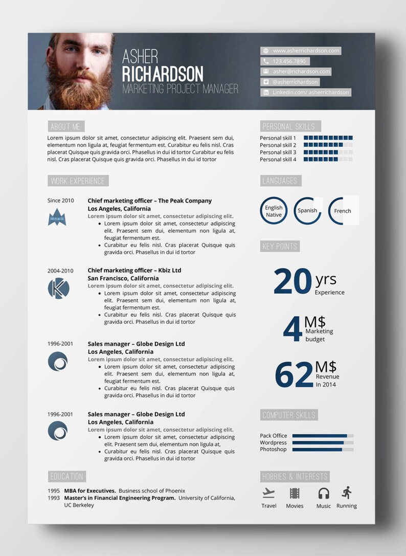 9 Professional Resumes Templates / 85% Off! - Etsy