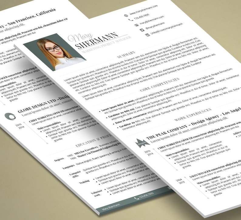 Classic and Smart Resume - 2 Pages (word) - Etsy
