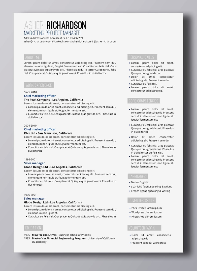 Minimalist resume word | Etsy