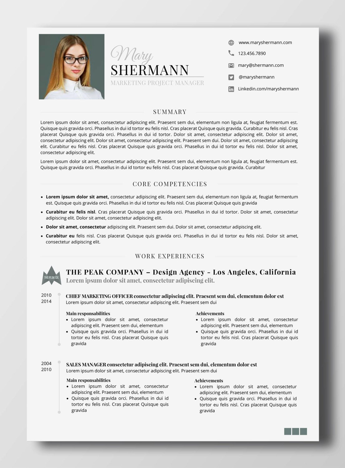 Classic and Smart Resume 2 Pages word - Etsy
