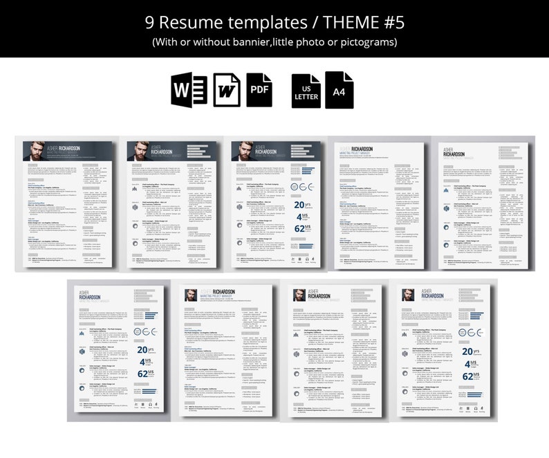 9 Professional Resumes Templates / 85% Off! - Etsy