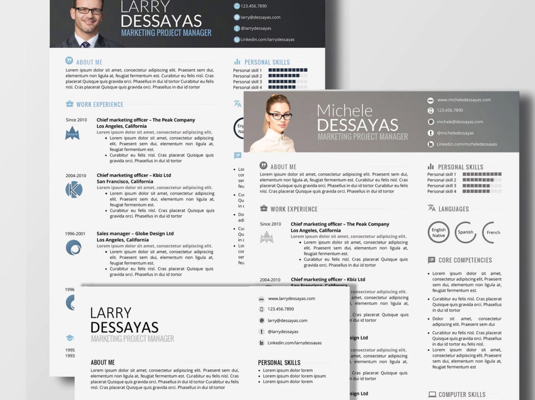3 Professional Resume Templates / 45% Off - Etsy