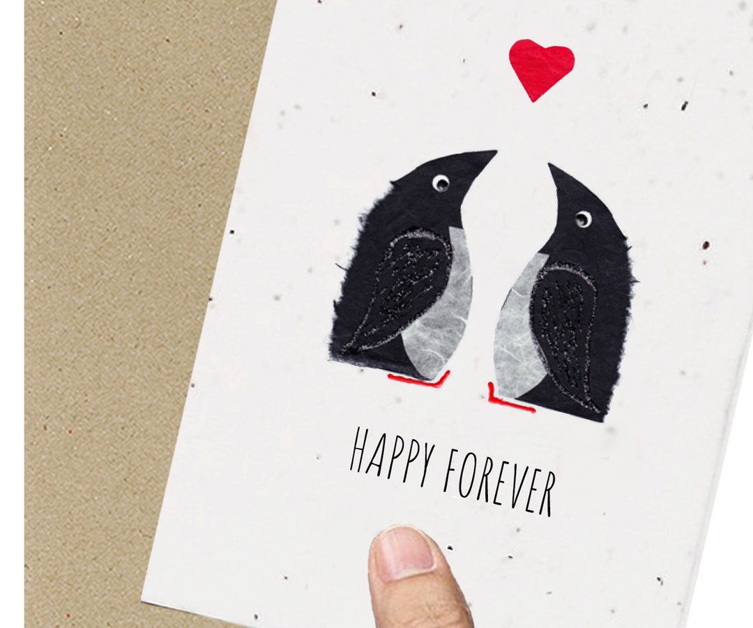 Eco Friendly Card / Penguin / Engagement / Wedding / Anniversary ...