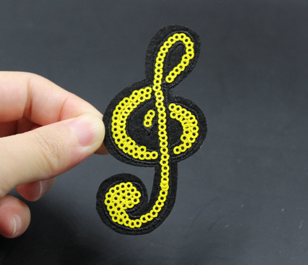 Music Note Iron on Sequin Patch Embroidered Patch 4x8cm PH297 - Etsy