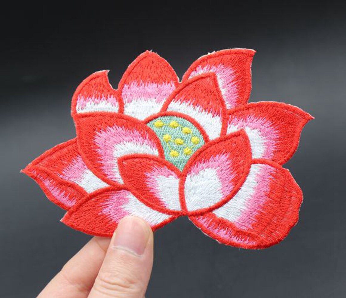 Lotus Flower Iron on Patch Embroidered Patch 12x19cm PH545 - Etsy